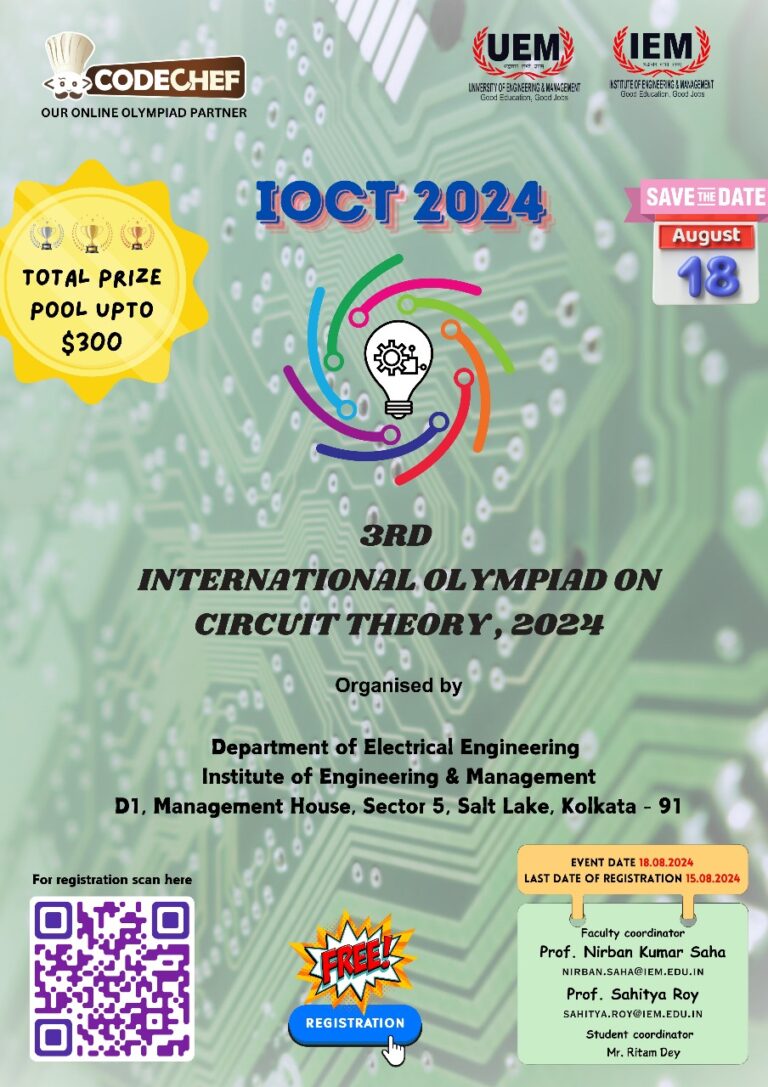The International Olympiad on Circuit Theory 2024 (IOCT 2024) - IEM Group